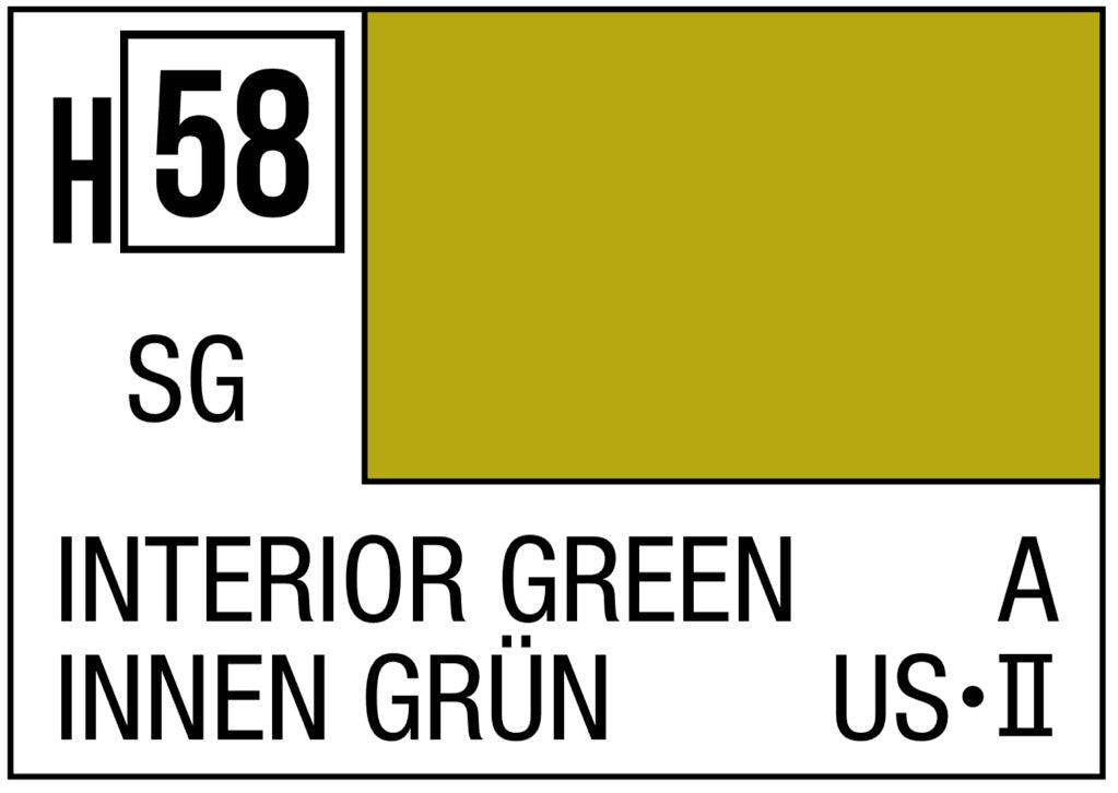 Mr. Hobby Aqueous H58 Semi-Gloss Interior Green 10ml – LA Scale Model